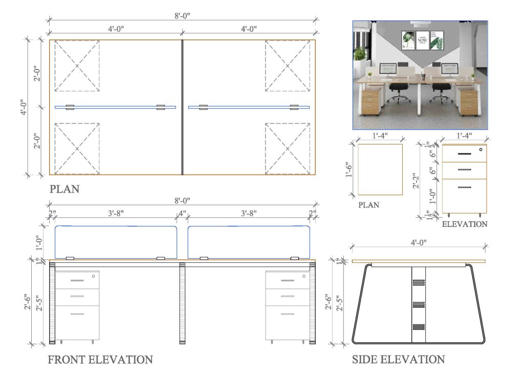 4 Seater Workstation Desk