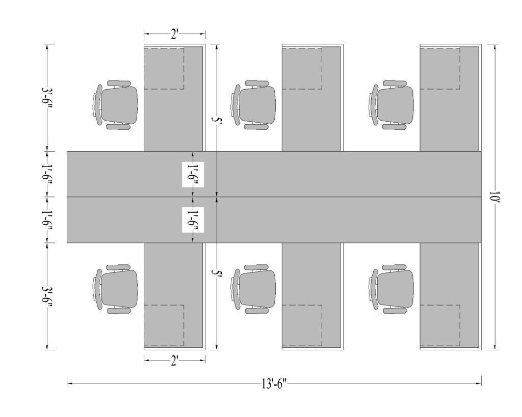 6 Person Executive Desk office interior design for workstation