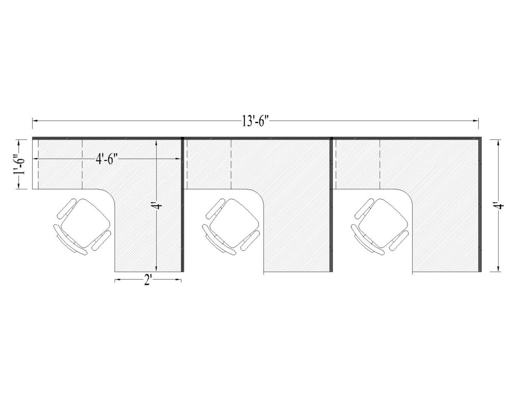3 Person Modern Executive Desk office interior design for workstation