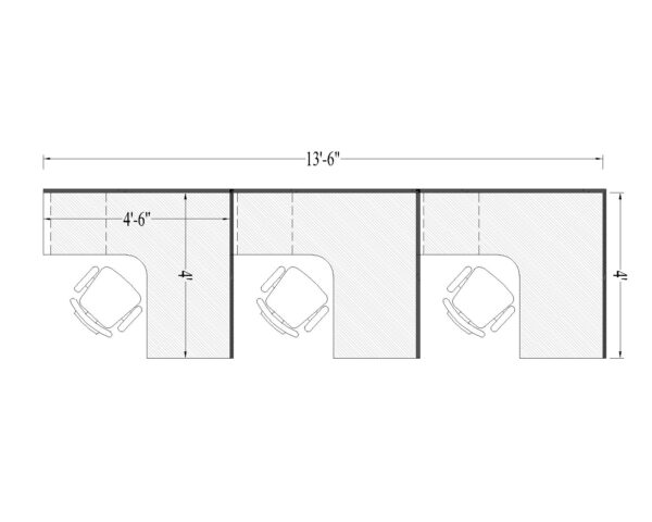 Customized modern 3 Seater Office Desk for workstation